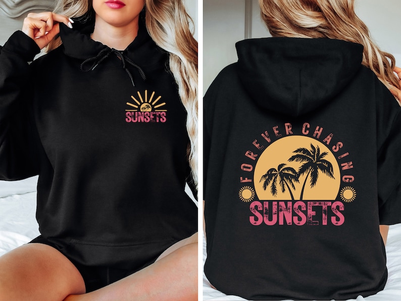 Retro Beach Sunset Hoodie: Forever Chasing Sunsets - Etsy