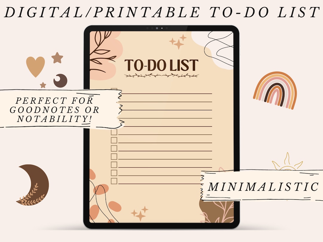 Digital to Do List Simple Goodnotes to Do List Cute Notability Schedule ...