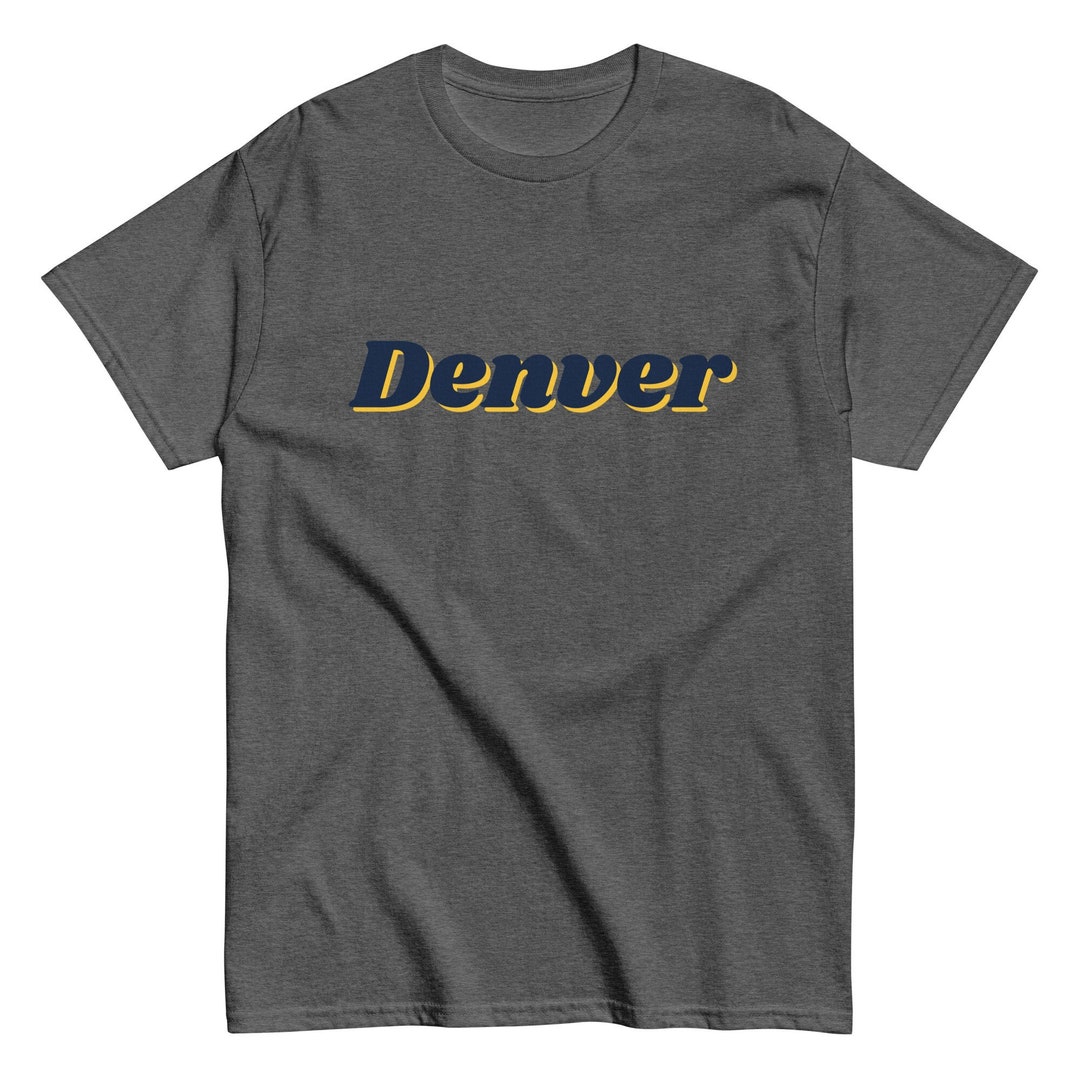 Denver T-shirt, Navy & Gold, Retro Sports Apparel - Etsy