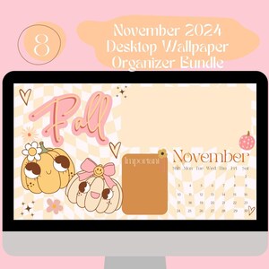 Fall Checkered Boho Retro Pumpkin Desktop Wallpaper Organizer September ...