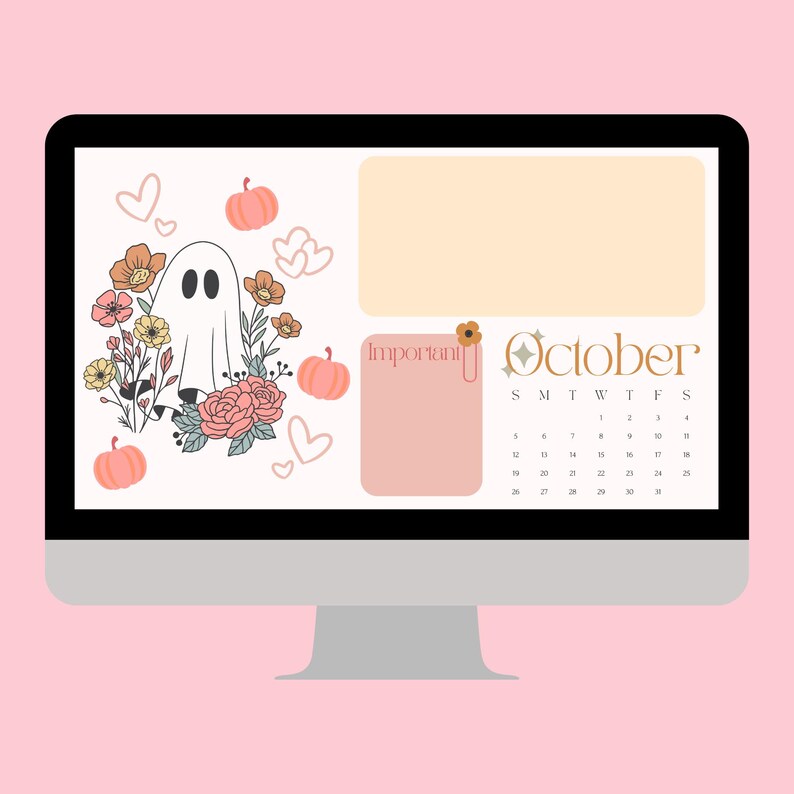 Boho Ghost October 2025 Floral Desktop Wallpaper Organizer Bundle of 8 ...