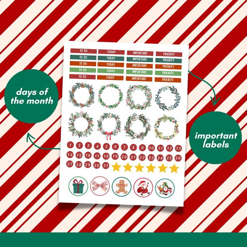 Christmas Planner Stickers - Festive Touches for Your Holiday Planning ...