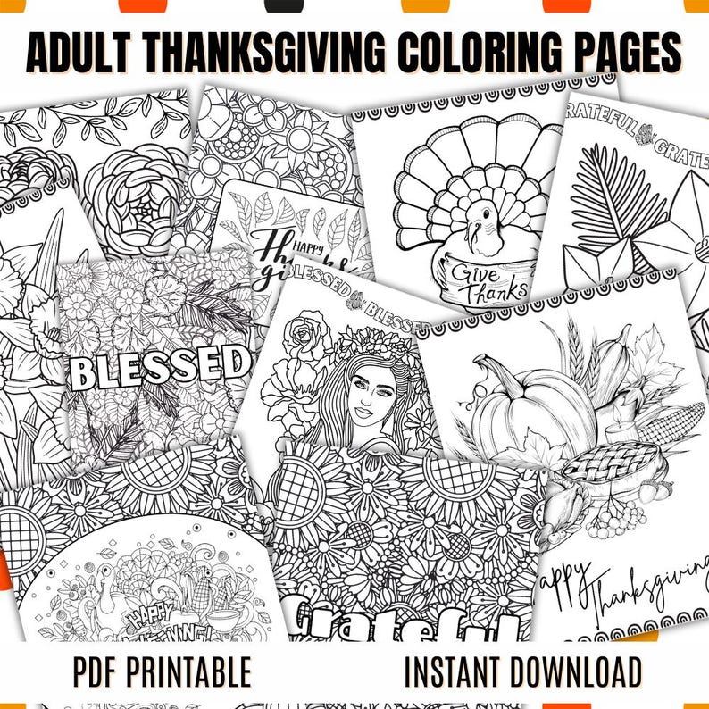 Printable Thanksgiving Coloring Pages for Adults Fall-themed Coloring ...
