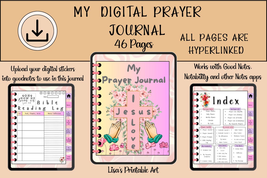 46-page Digital Prayer Journal Prayer List Gratitude Journal Bible ...