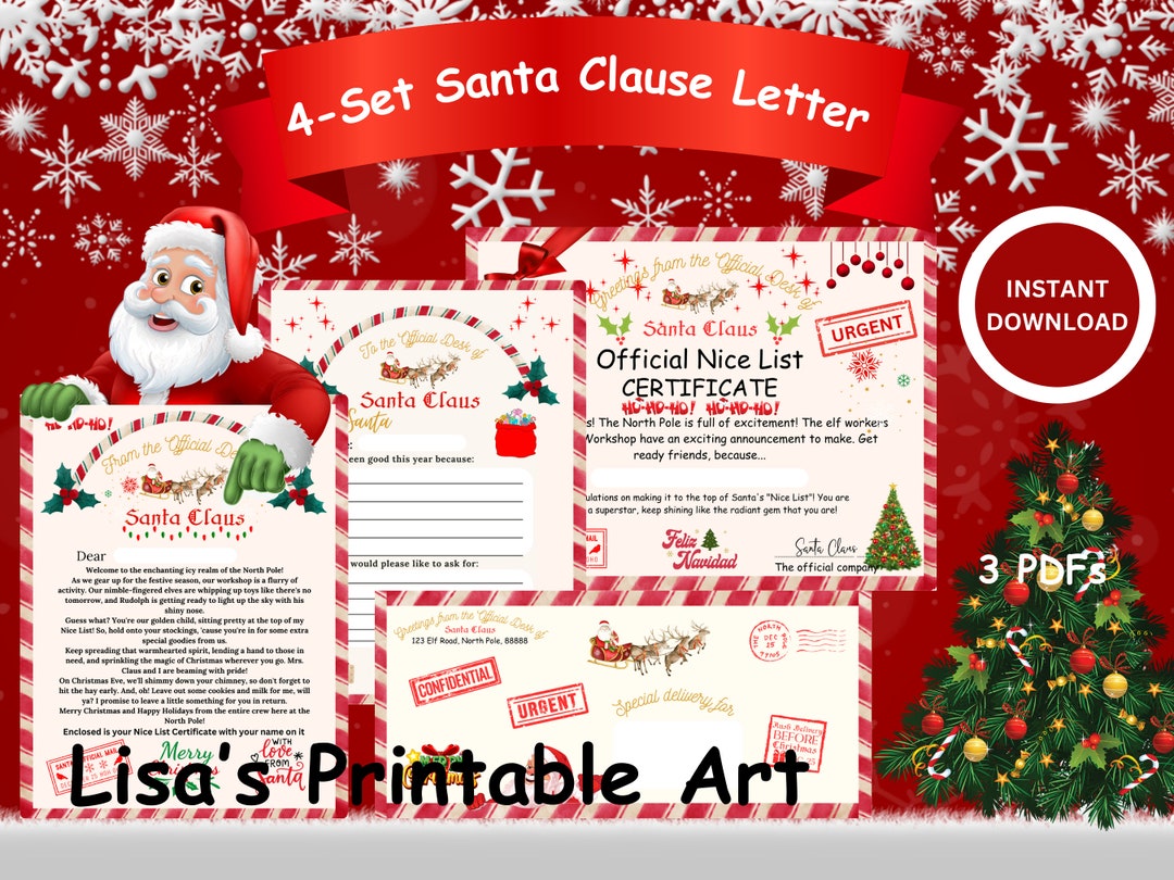 Personalized Santa Claus Letter Printable Christmas Letter From Santa ...