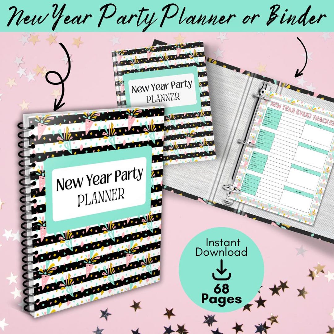 Undated New Year's Planner Printable Landscape Year Calendar & Two-page ...