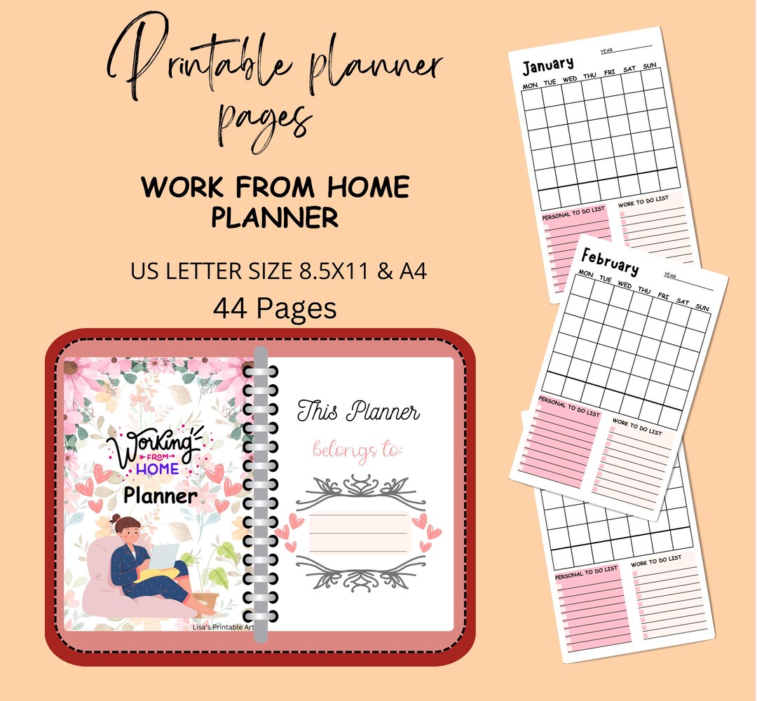 44-page Printable Work-from-home Planner Daily & Weekly Organizer ...