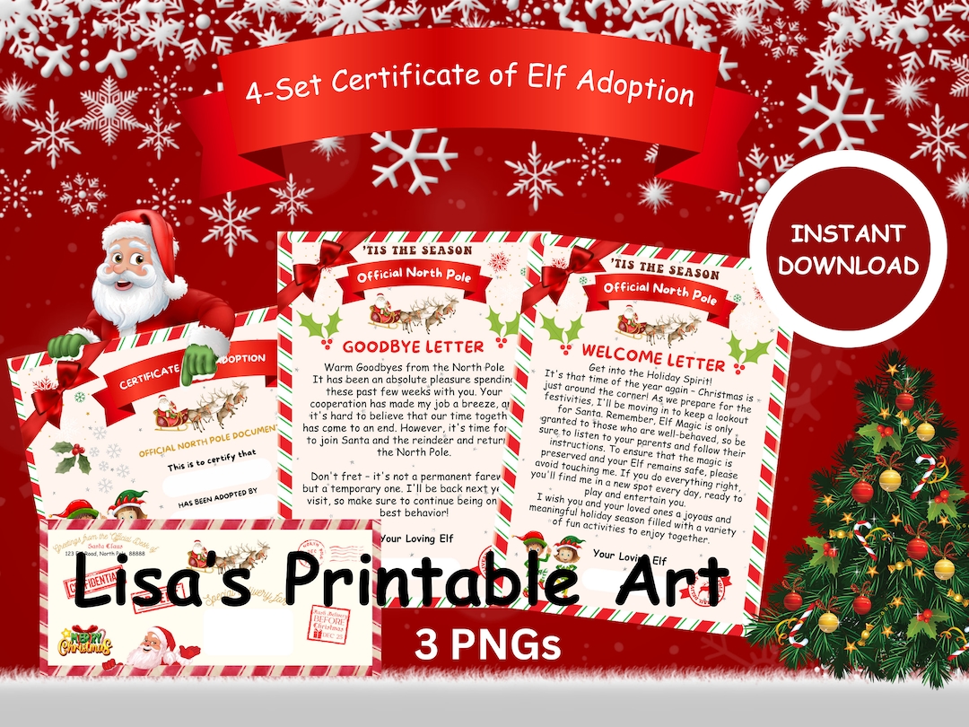 4-pack Printable Elf Certificates Personalized Elf on the Shelf ...