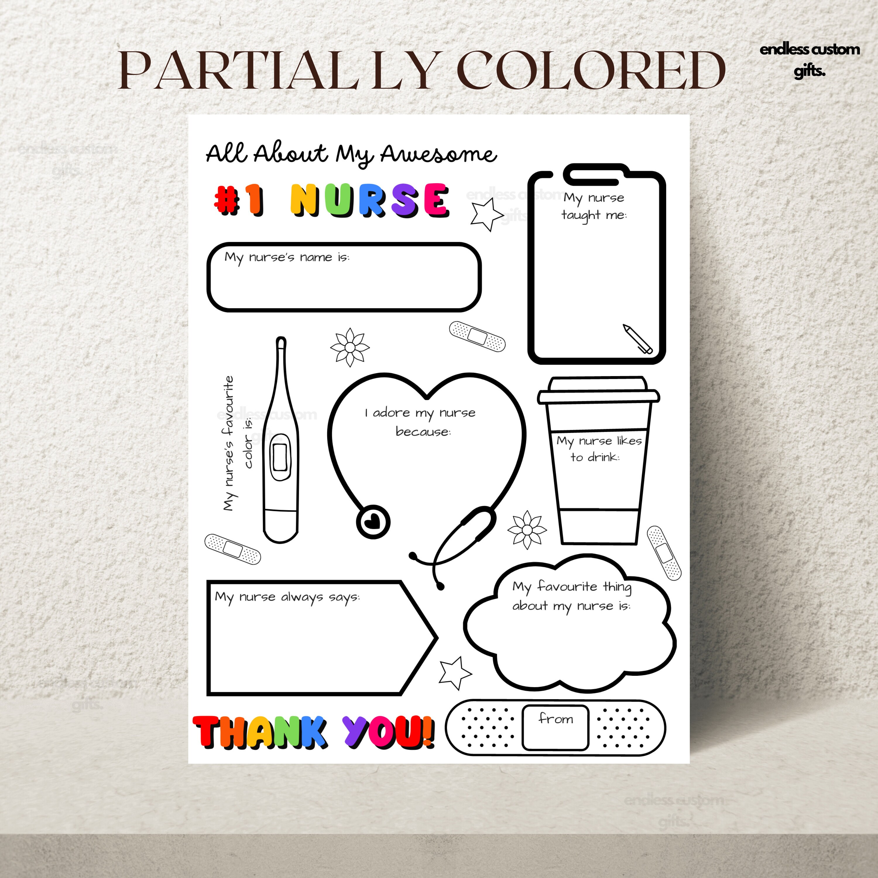 Nurse Appreciation Kids Coloring Page Nurse Thank You School Nurse Day ...