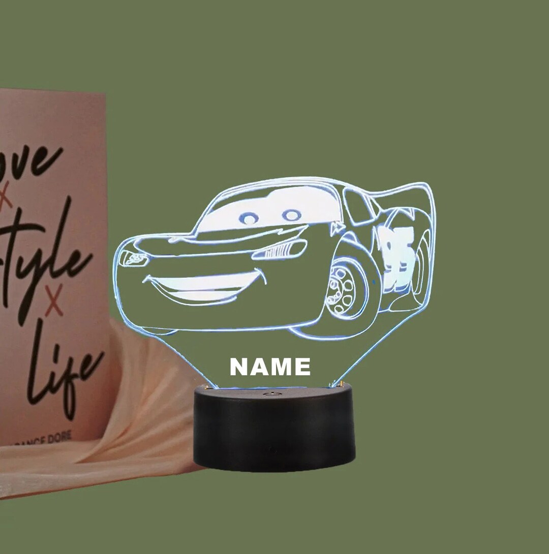 Personalized Mcqueen Car Disney Car LED Night Light 3d Illusion Night ...