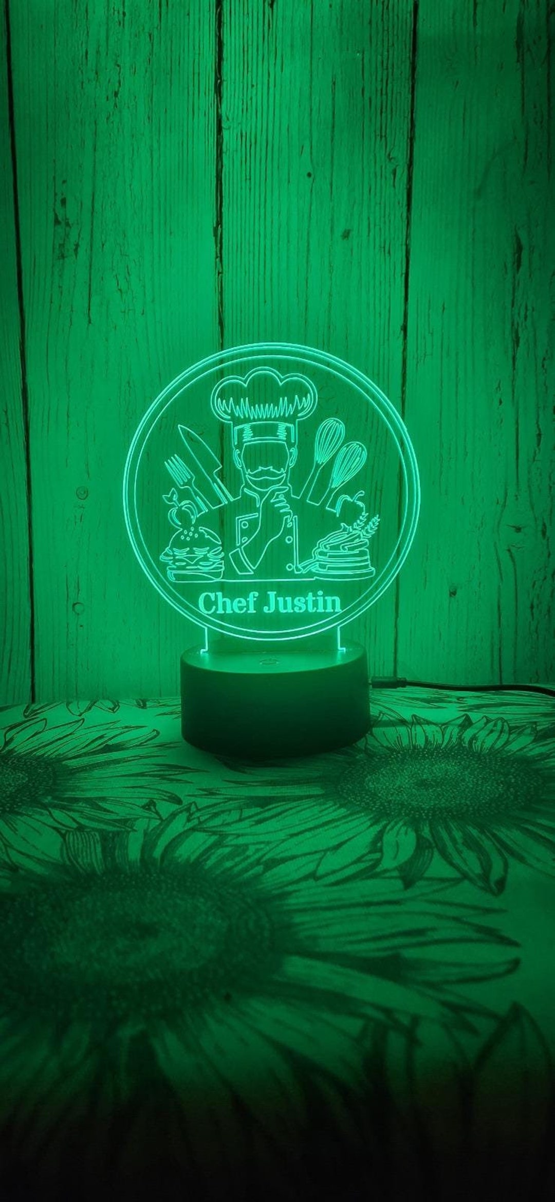 Chef LED Lamp Multicolor 3d Illusion Night Light Lamp Unique Gift for ...