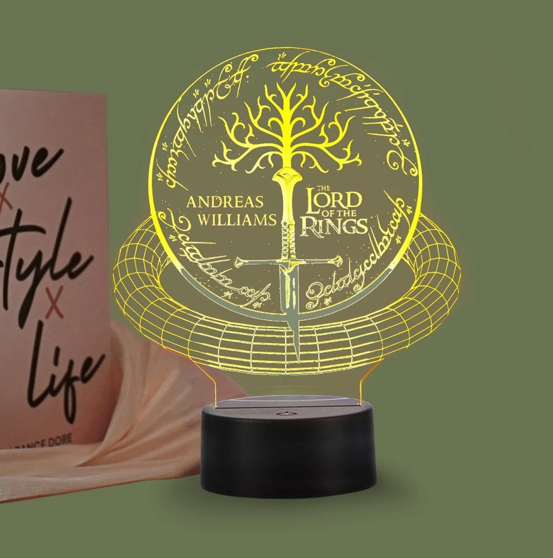 LOTR Map Personalized Lamp Led Lights Gift for Him. LOTR Fans Map Lamp ...