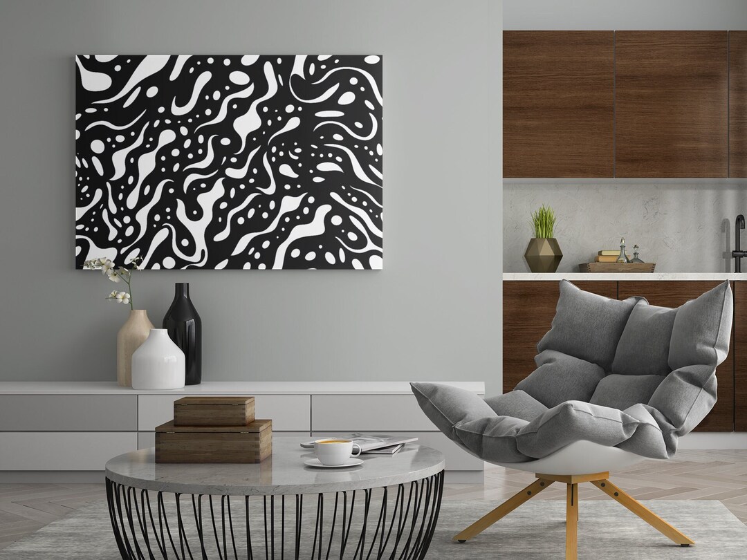Black and White Drippy Pattern Canvas Art Psychedelic Wall - Etsy