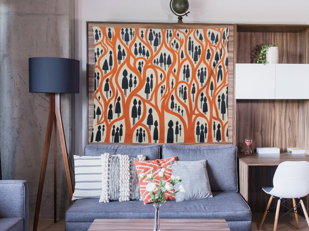 African Pattern Wall Hanging, Keith Haring Inspired Design Tapestry ...