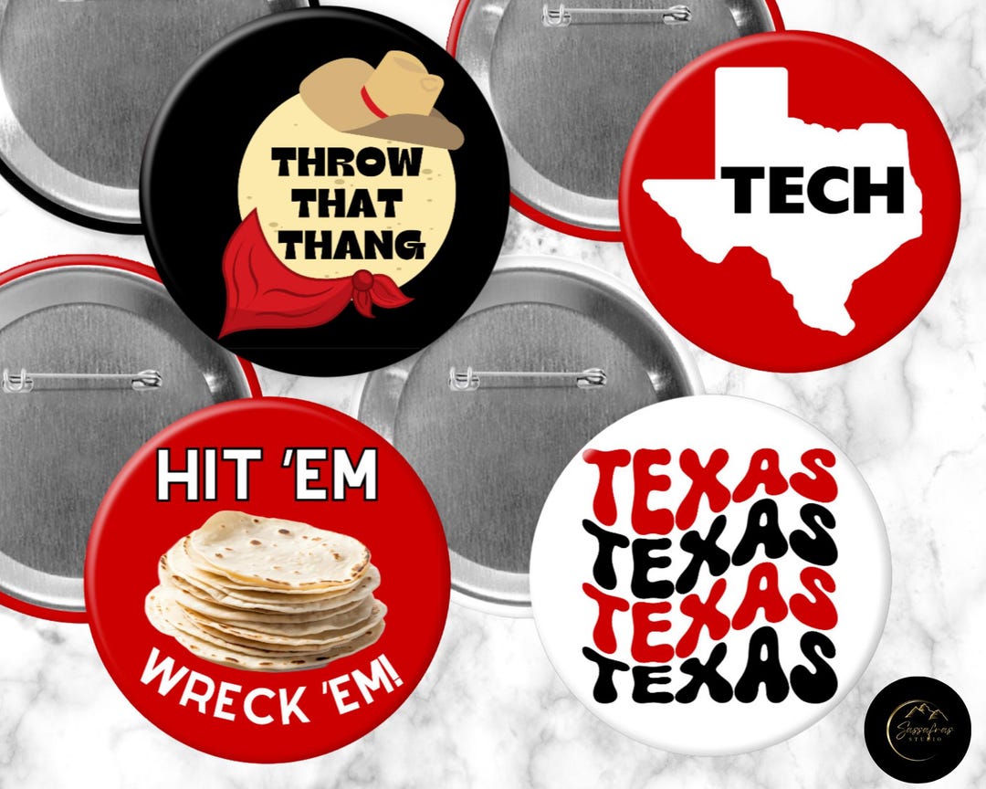 Texas Tech (4 Designs)| 3" Game Day Button Pin | Fridge Magnet - Etsy
