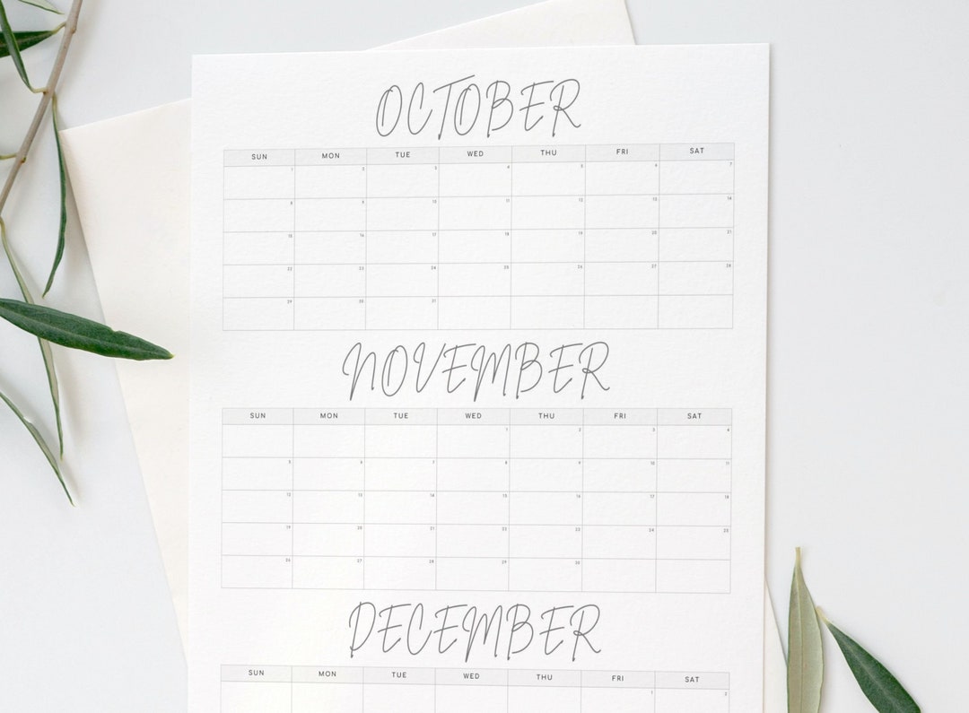 2023 4th Quarter Calendar 8.5 Inch X11 Inch Printable - Etsy