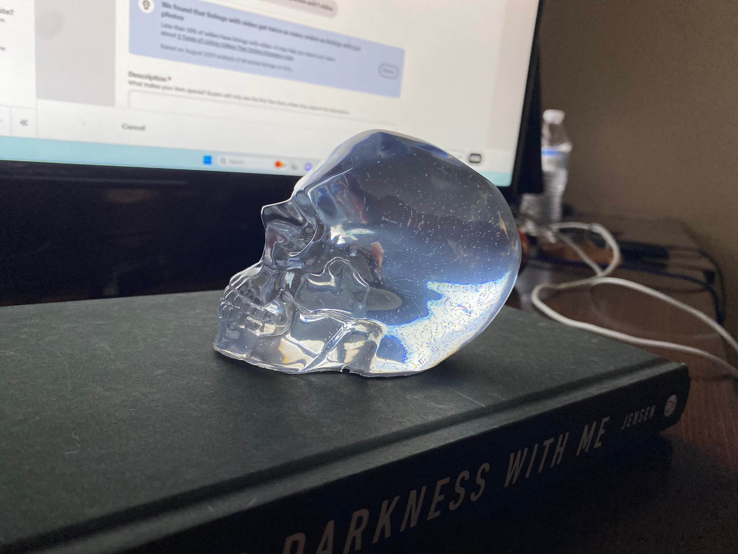 Large Clear Resin Skull Art | Skull Decoration | Epoxy Skull | Human ...