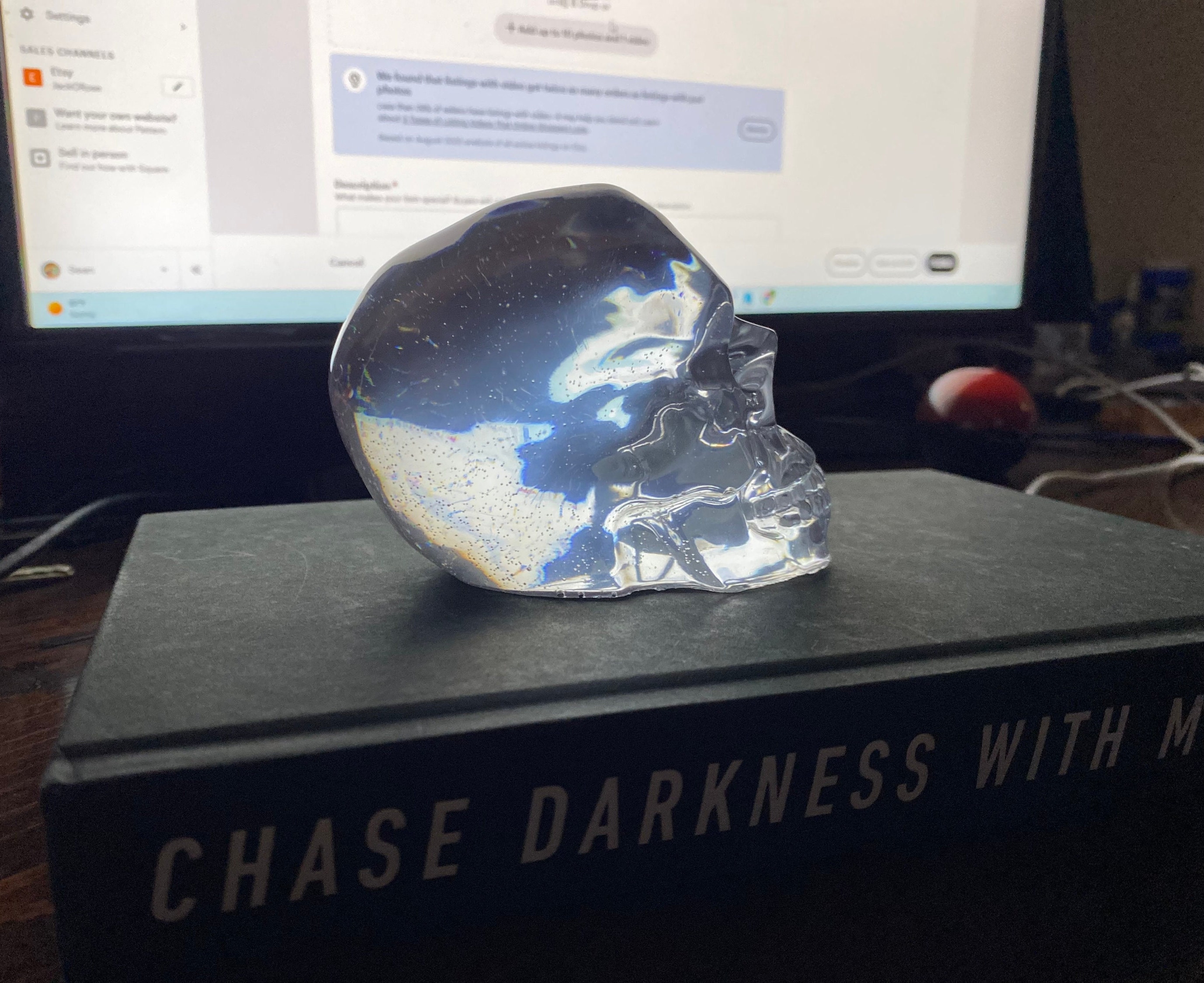 Large Clear Resin Skull Art | Skull Decoration | Epoxy Skull | Human ...