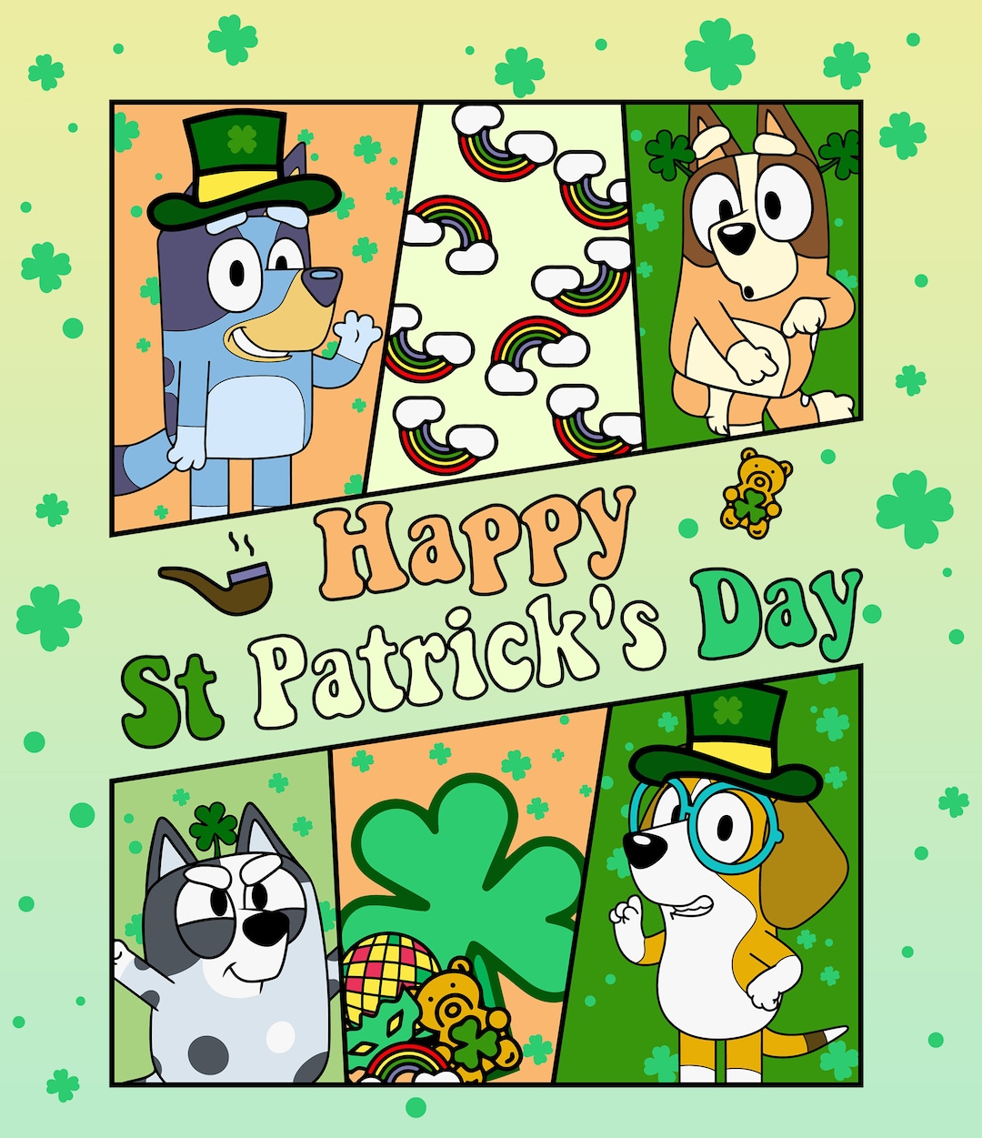 Bluey St Patricks DTF Heat Transfer - Etsy