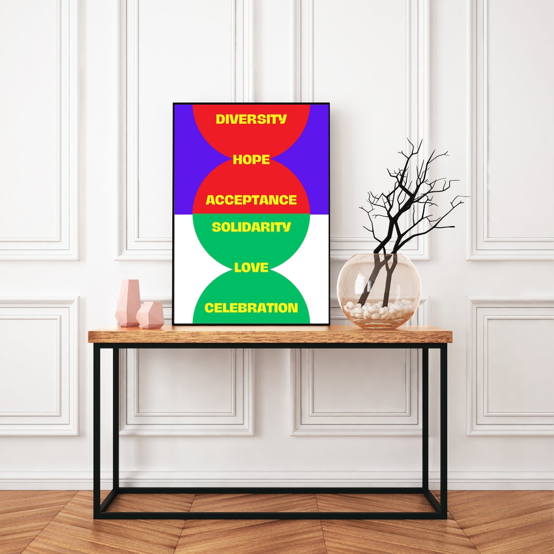 Acceptance Poster Pride Inclusivity LGBTQ Safe Space Print Are Welcome ...