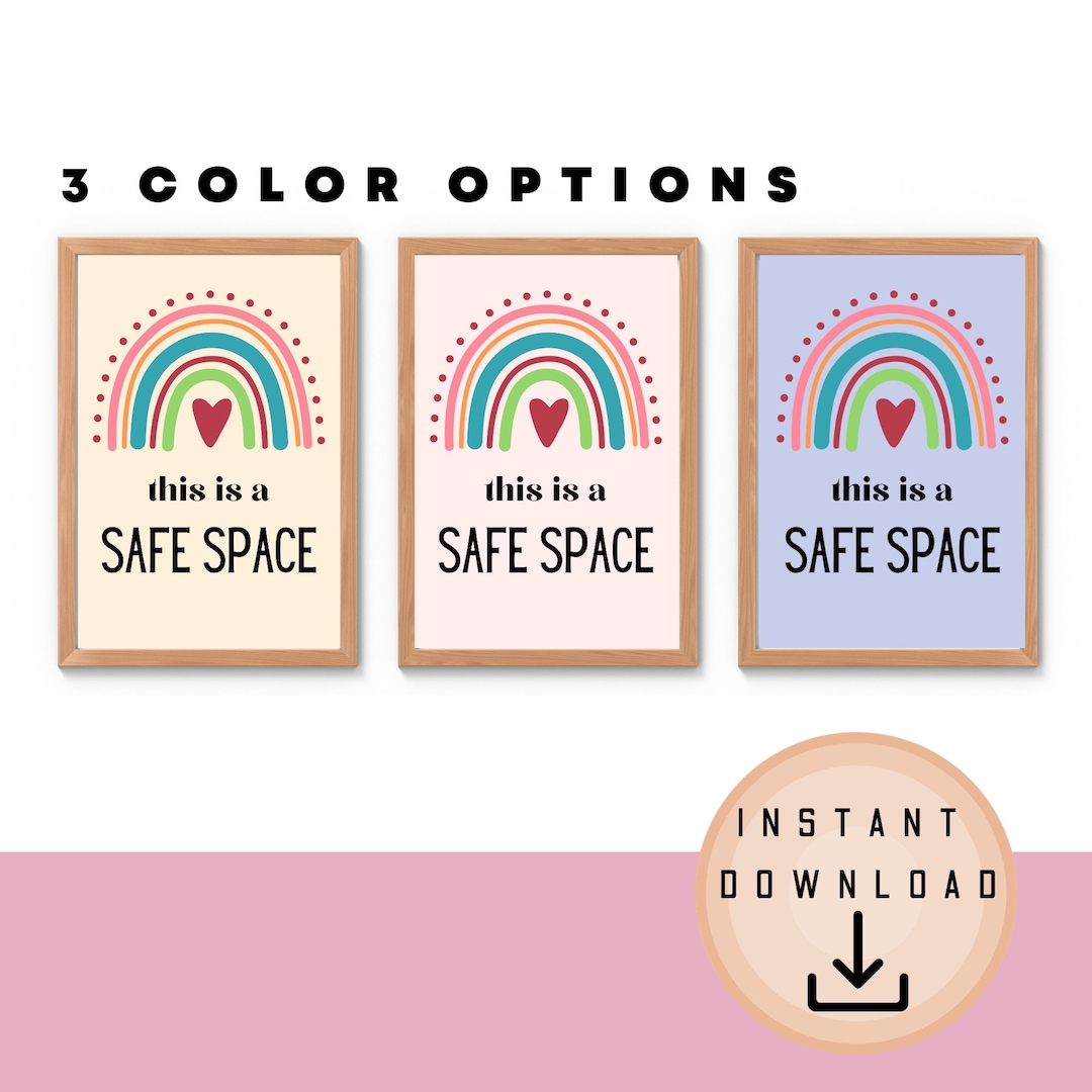 Safe Space Poster Inclusive Art Mental Health Print Social Worker Decor ...