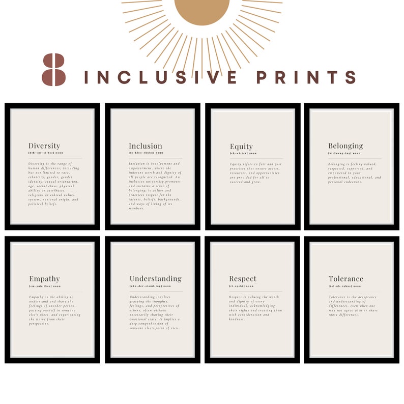 Diversity Definition Poster Inclusivity Wall Art Psychology Print ...