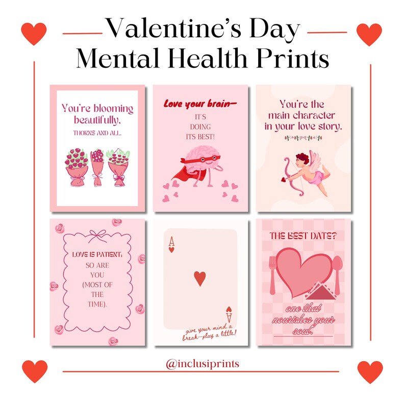 Valentine's Day Mental Health Prints: Boho Classroom Decor (digital ...