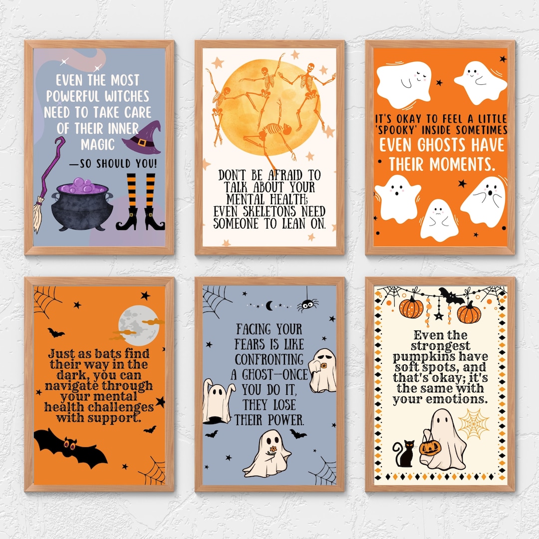Halloween Poster Mental Health Spooky Classroom Quote Bundle Social ...