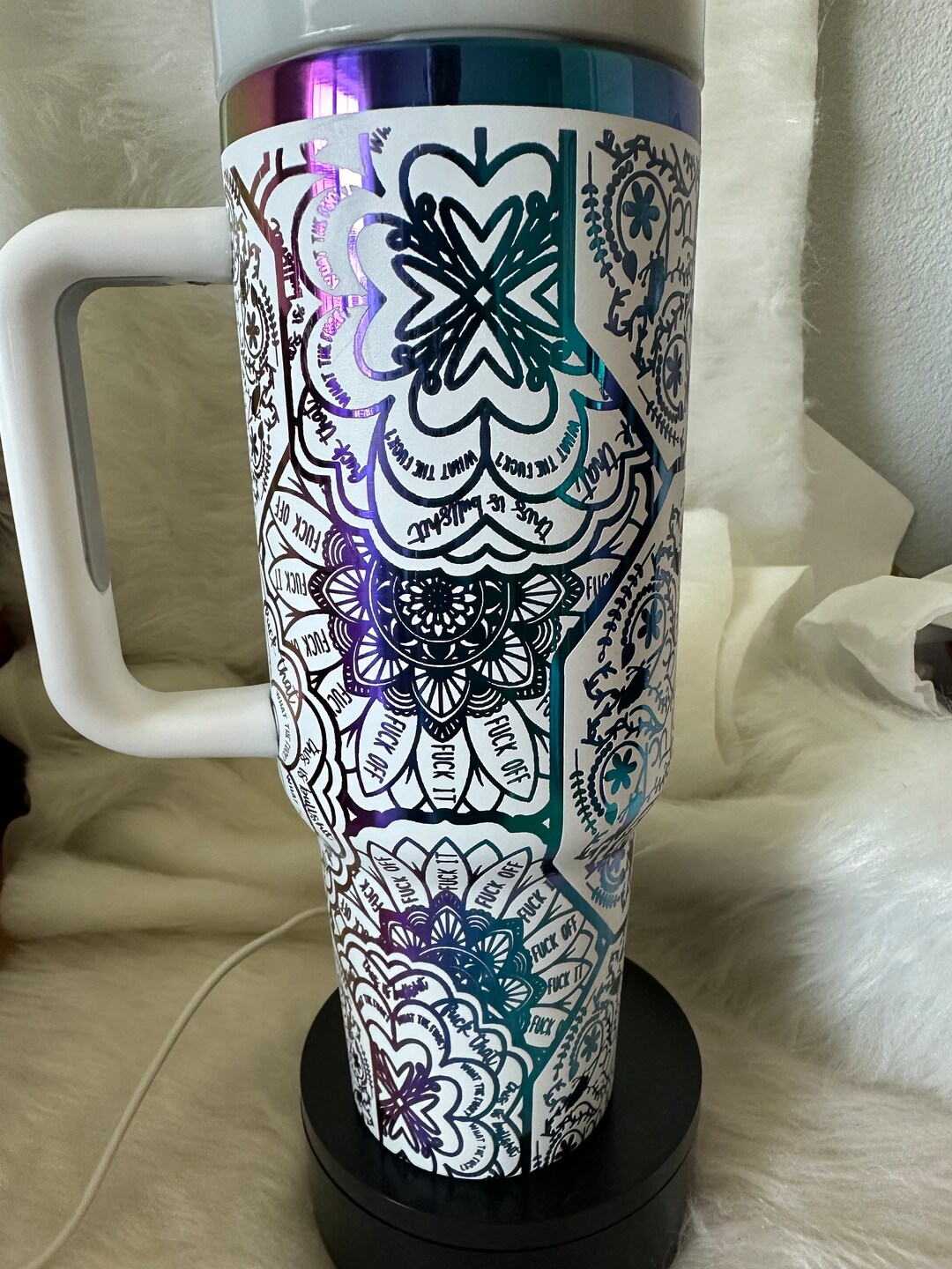 Custom 40oz Stanley Style Tumbler Cuss Word Mandala Design - Etsy