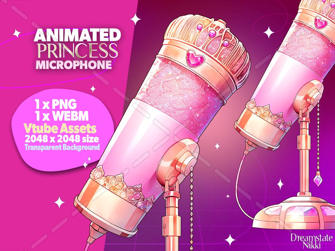 Animated Vtuber Princess Microphone, Stream Decoration, Vtuber ...