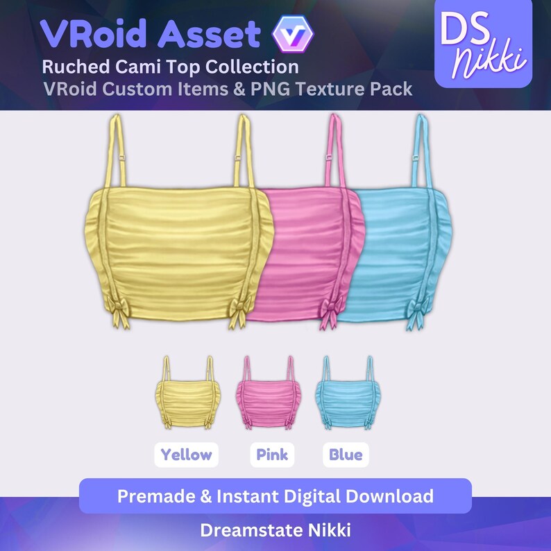 Vroid Studio Outfit – Ruched Cami Top, Vtuber Clothes PNG Textures - Etsy