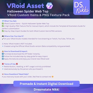 Vroid Studio Outfit – Stylish Halloween Spider Web Top, Vroid Custom ...