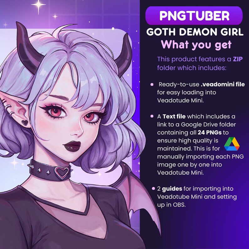 Goth Demon Girl Pngtuber for Twitch, Discord, Youtube Streaming ...
