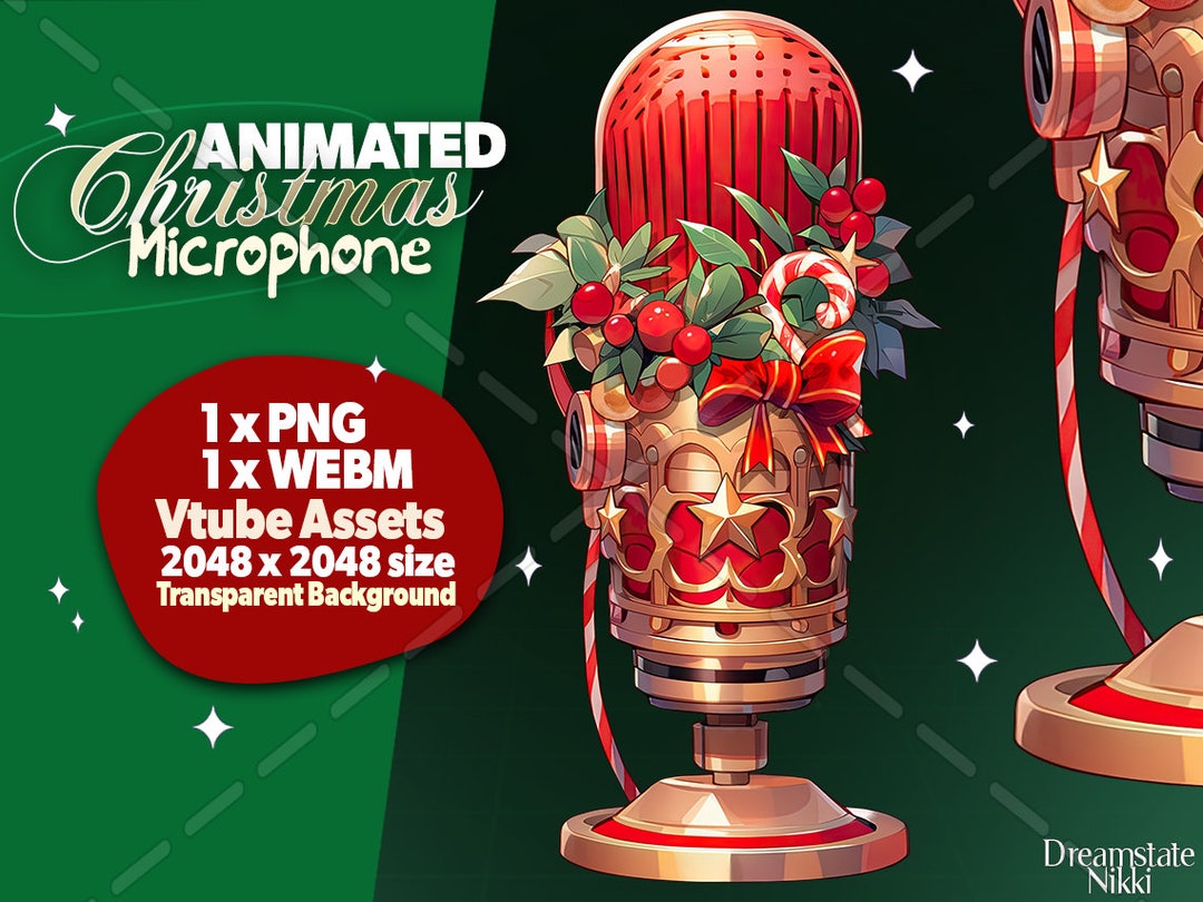 Animated Vtuber Christmas Microphone, Xmas Vtube Asset, Twitch Overlay ...