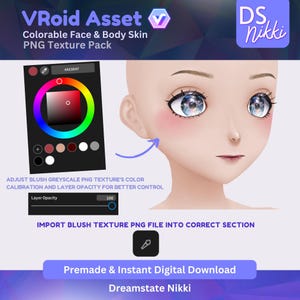Vroid Skin Texture Pack for Vtubers – Face, Body, Eyelash & Makeup ...