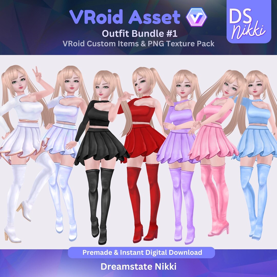 Vroid Studio Outfit Bundle – Vtuber Clothes PNG Textures Pack (set #1 ...