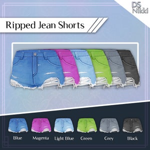 Vroid Studio Ripped Jean Shorts Color Set Clothing Textures PNG Cute ...