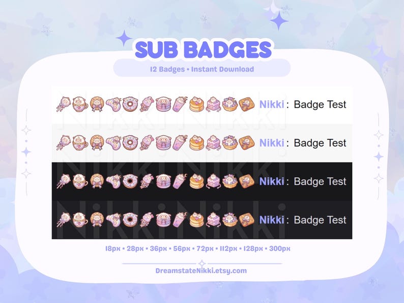 Twitch Sub Badges Kawaii Sheep Emotes Pastel Lamb Cafe Bakery Stream ...