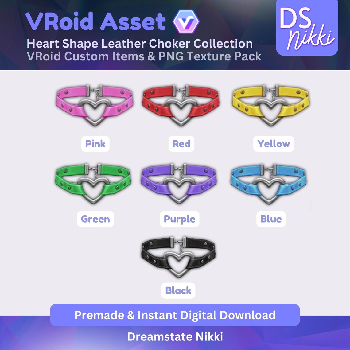 Vroid Studio Outfit – Heart Shape Leather Choker, Vtuber Clothes PNG ...