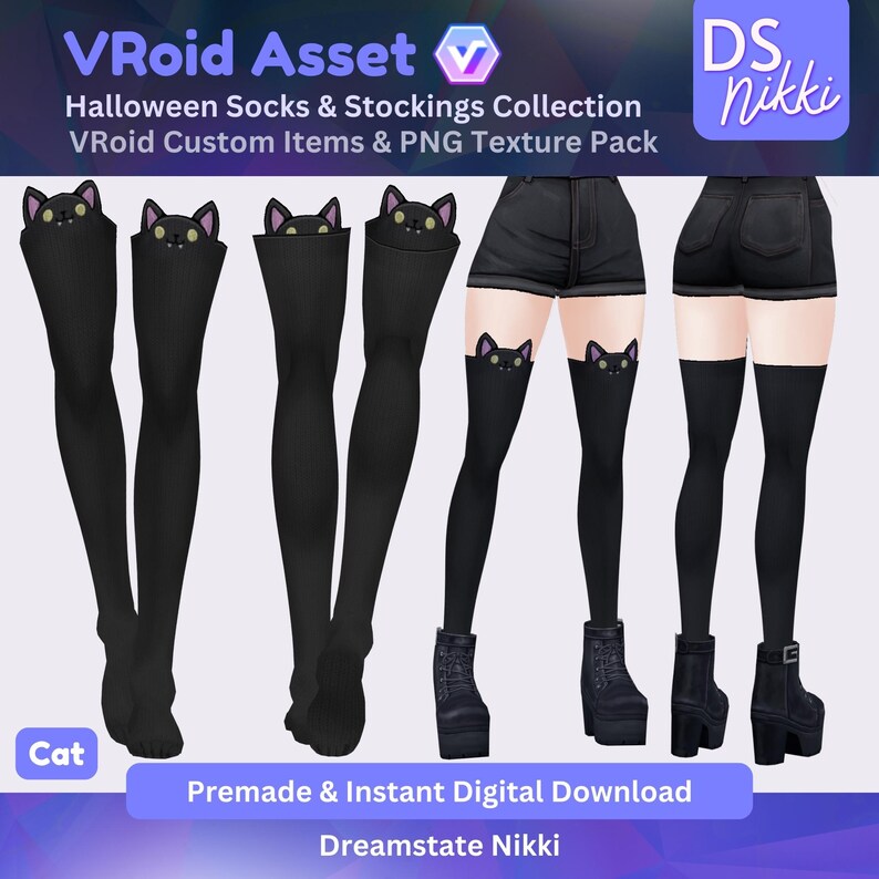 Vroid Studio Outfit – Halloween Socks Stockings, Vtuber Clothes PNG ...