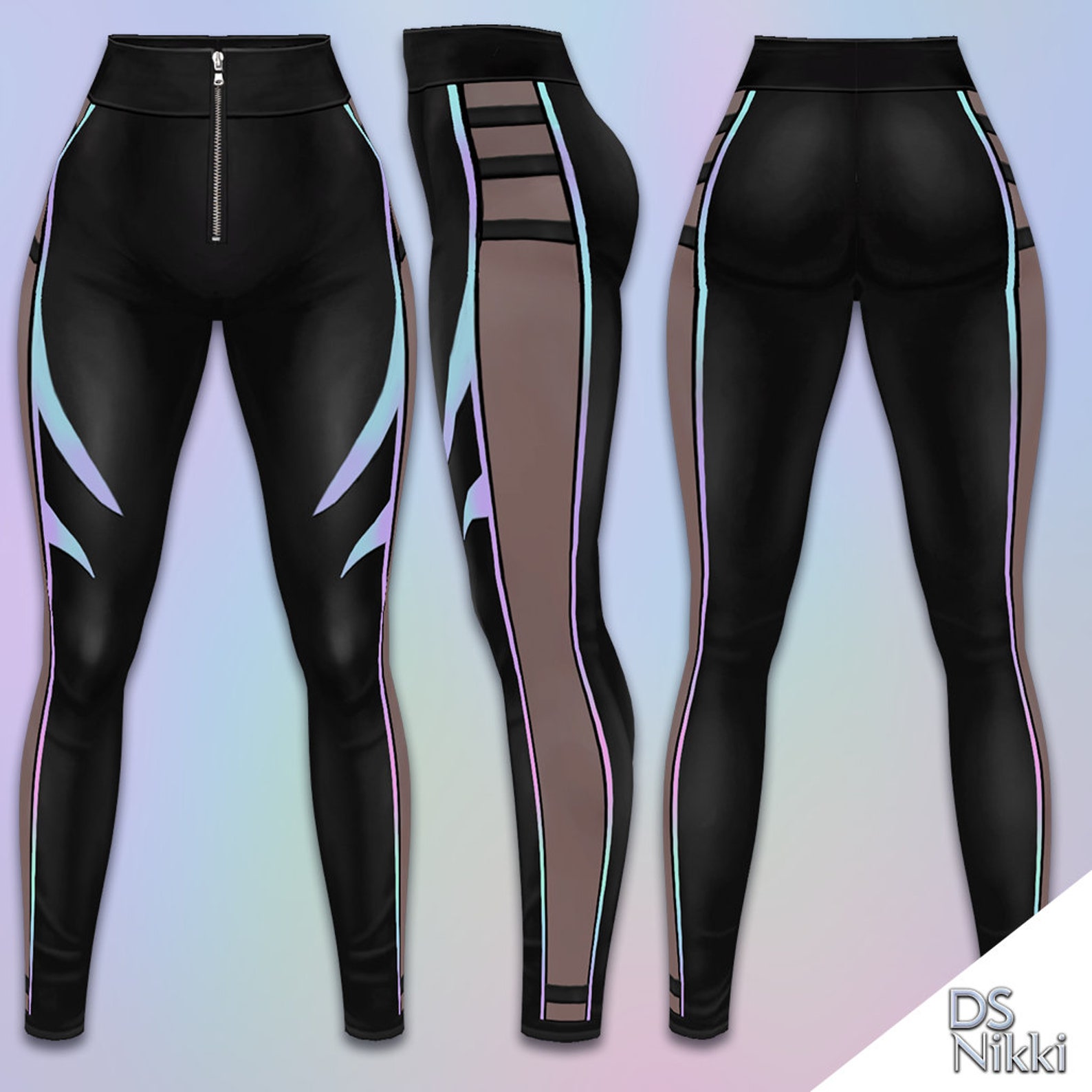 Vroid Mesh Striped Leather Pants Clothing Textures PNG Cute Vtuber ...