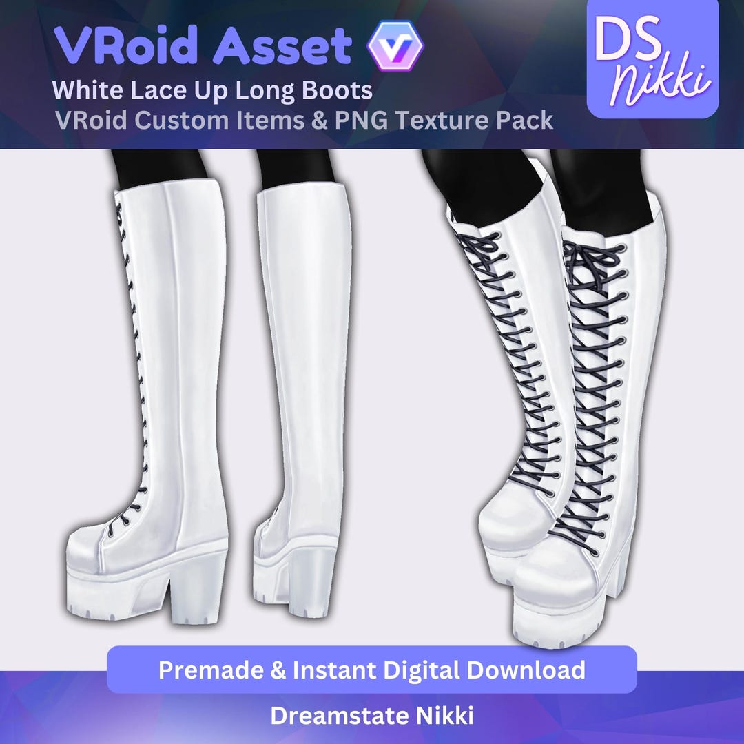 Vroid Studio Outfit – Stylish Lace up Long Boots, Vroid Custom Items ...
