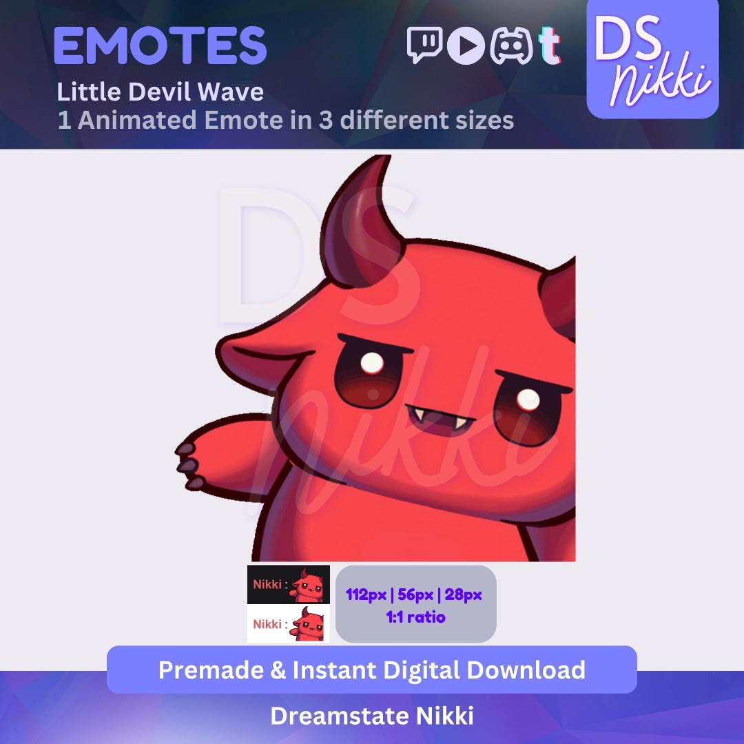 Animated Devil Twitch Emote – Kawaii Wave Stream Emote for Vtubers ...