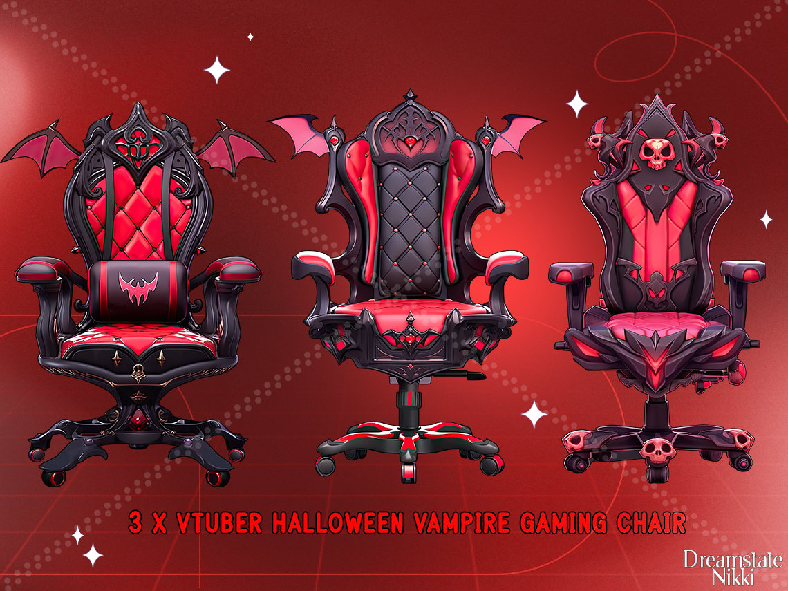 Halloween Vampire Gaming Chair PNG – 3x Spooky Vtuber Asset Pack - Etsy