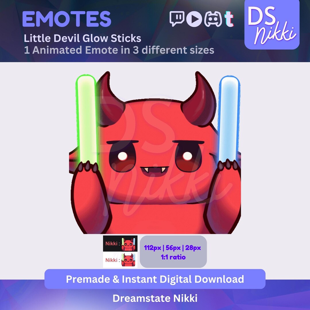 Animated Devil Twitch Emote – Kawaii Glow Sticks Stream Emote for ...