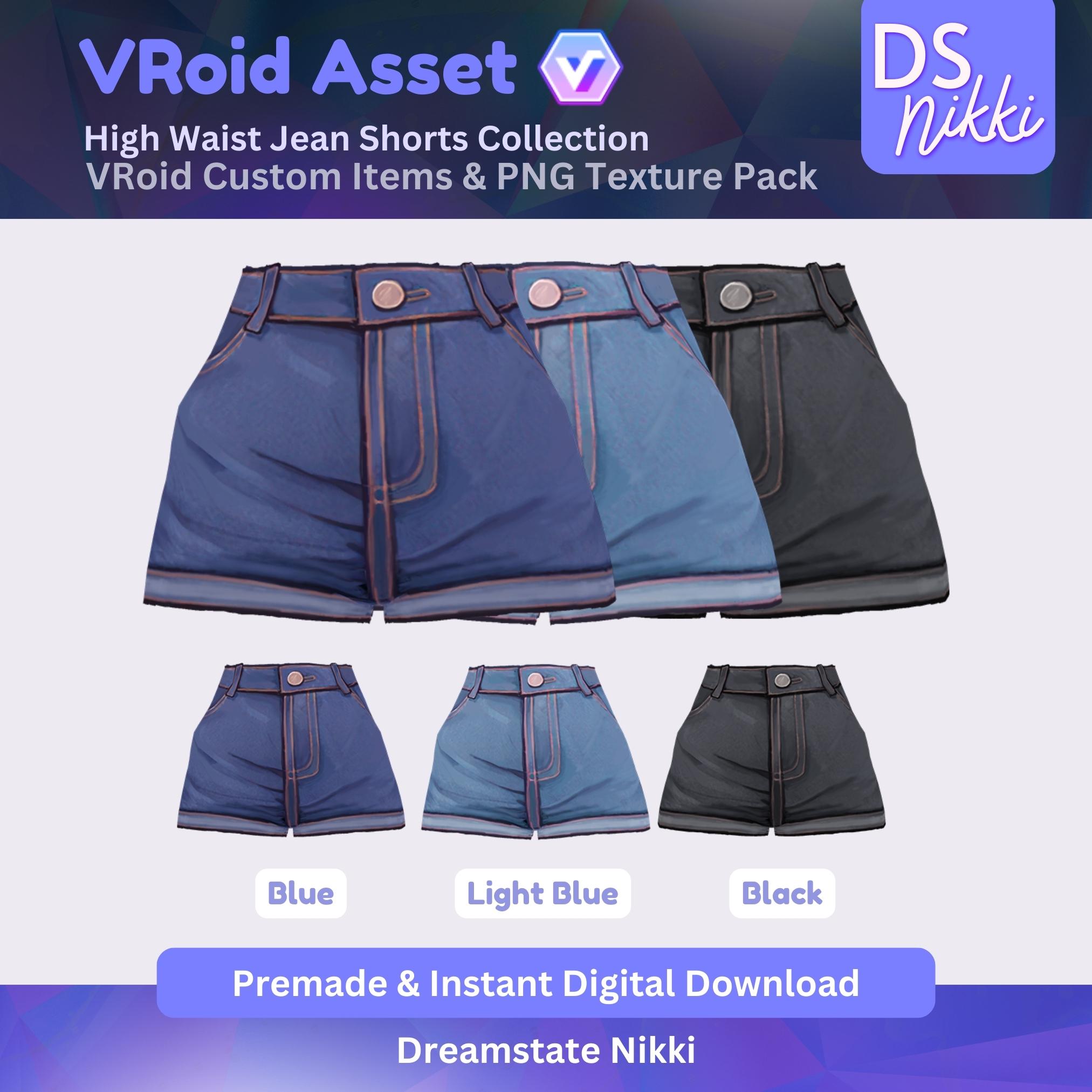 Vroid Studio Outfit – High Waist Jean Shorts Set, Vroid Custom Items ...