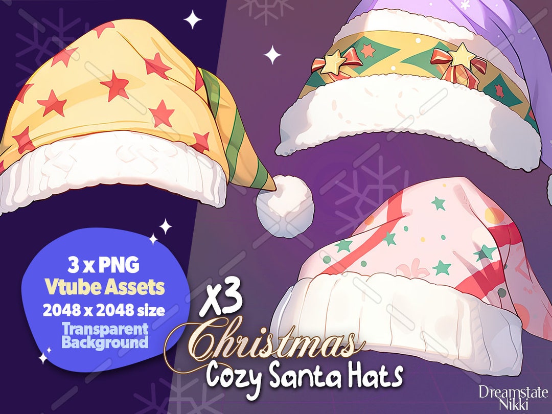 3x Vtuber Assets Christmas Cozy Santa Hats, Vtube, Vtuber, Streamer ...