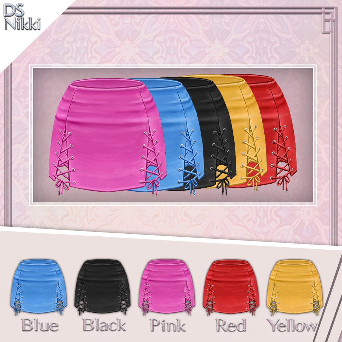 Vroid Leather Lace up Mini Skirt Color Set Clothing Textures PNG Cute ...