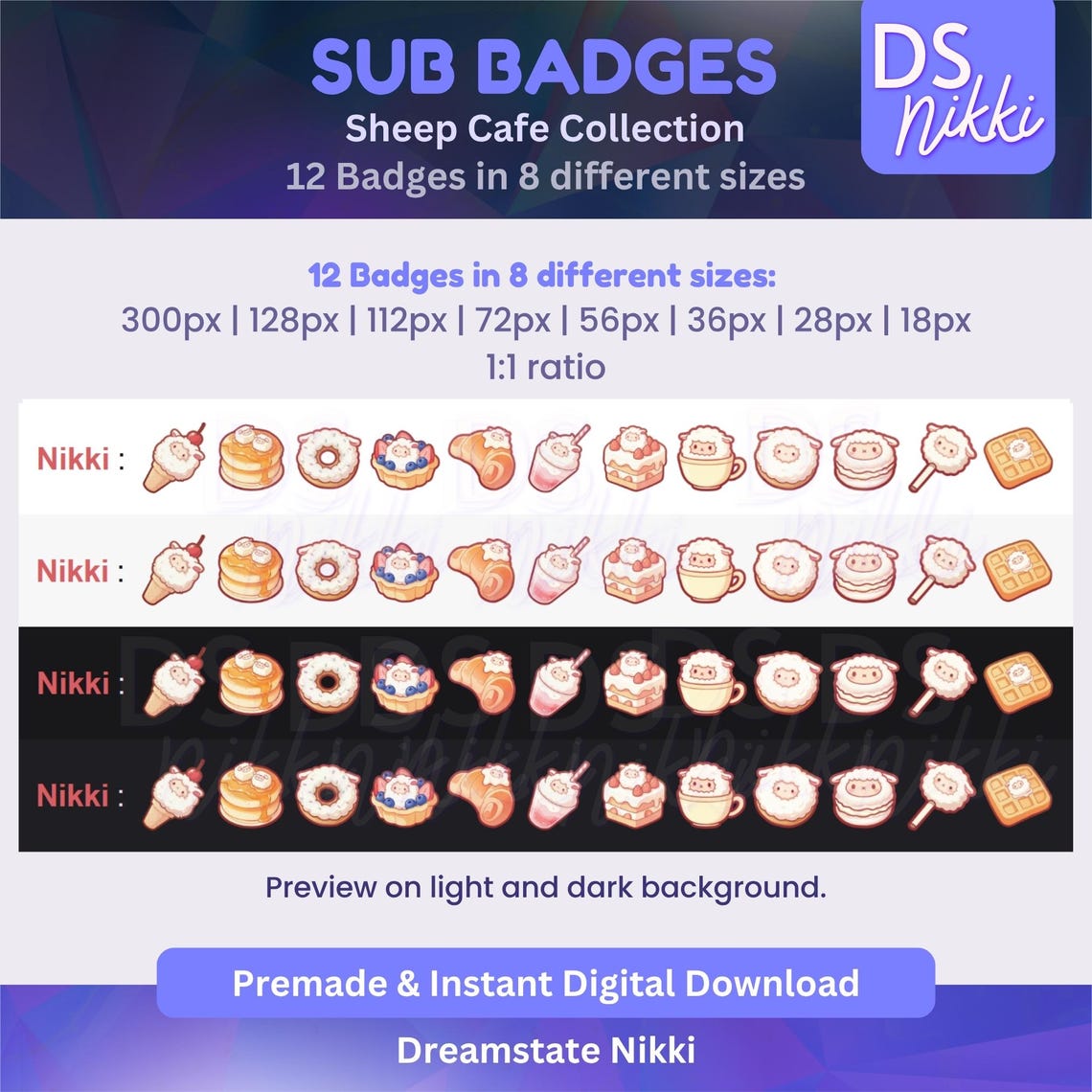 Sheep Cafe Twitch Badges – Kawaii Pastel Lamb Bakery Sub Emotes - Etsy ...