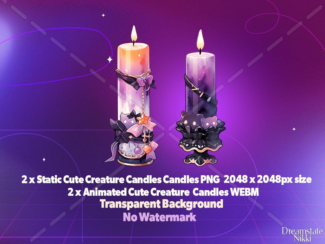 Animated Vtuber Halloween Cute Creature Candles, Stream Decoration ...